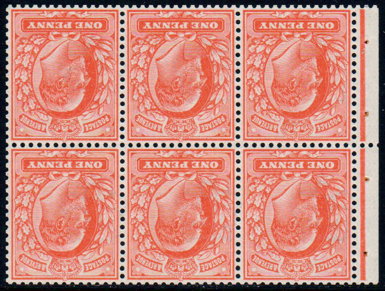 1904 De La Rue 1d rose-carmine watermark inverted (59273)