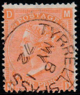 1870 4d Vermilion plate 12 garter watermark lettered MD (60311)