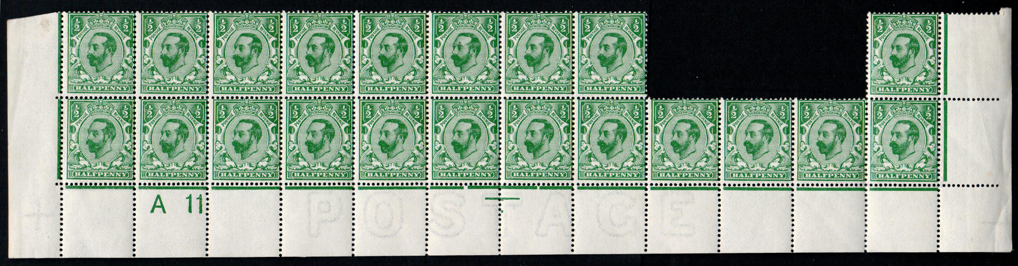 ½d Green die 1A crown watermark (61392)