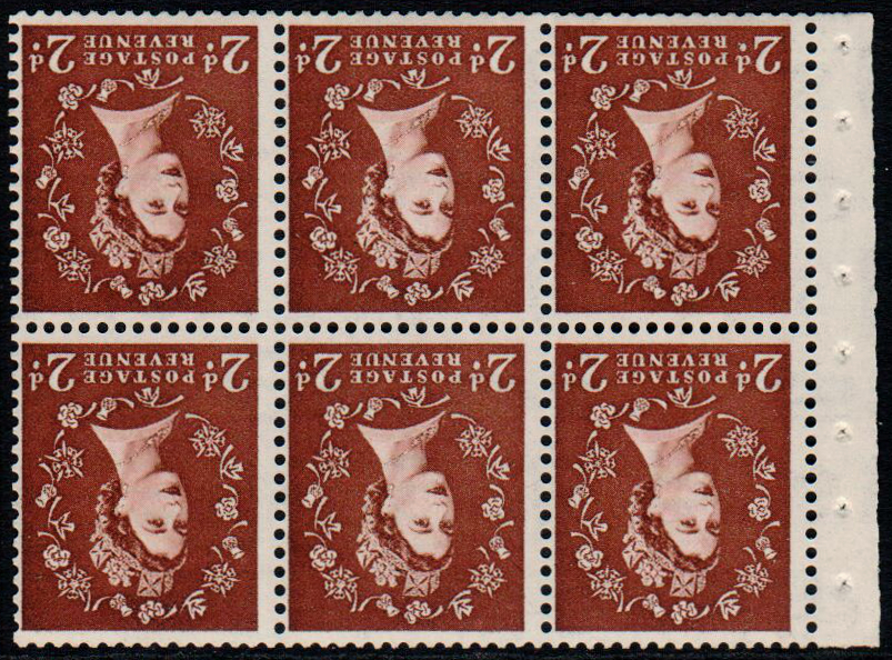 1954 Tudor Crown 2d red-brown watermark inverted (62150)