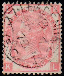 1872 3d Rose plate 9 spray watermark lettered KL (63106)