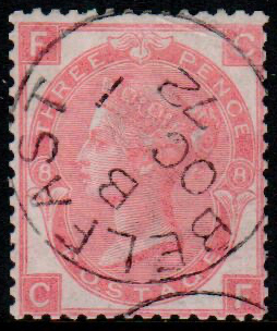 1872 3d Rose plate 8 spray watermark lettered CF (65376)