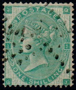 1862 1s Green emblems watermark (Plate No1 - plate No 2) lettered QJ ...