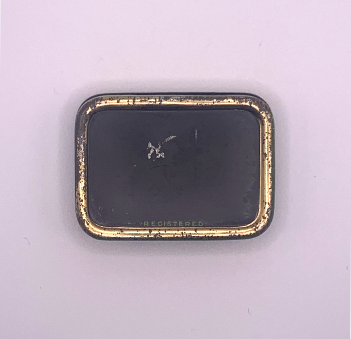 Oswald Marsh vintage stamp hinge tin for "tasteless stamp mounts" (65145)