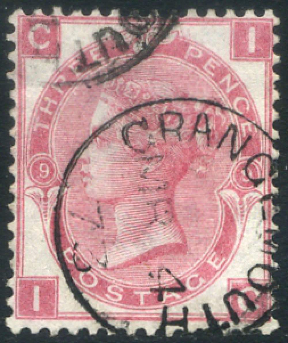 1872 3d Rose plate 9 spray watermark lettered IC (50032)