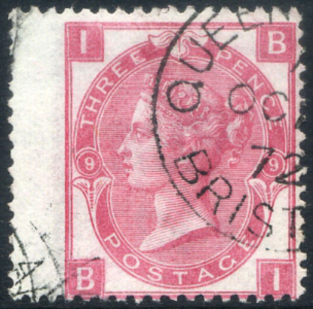 1872 3d Rose plate 9 spray watermark lettered BI (50346)