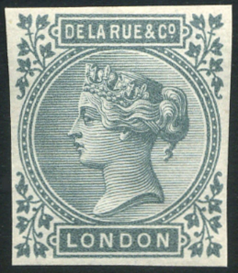 1885 circa De La Rue "Dummy" stamp in grey (54993)