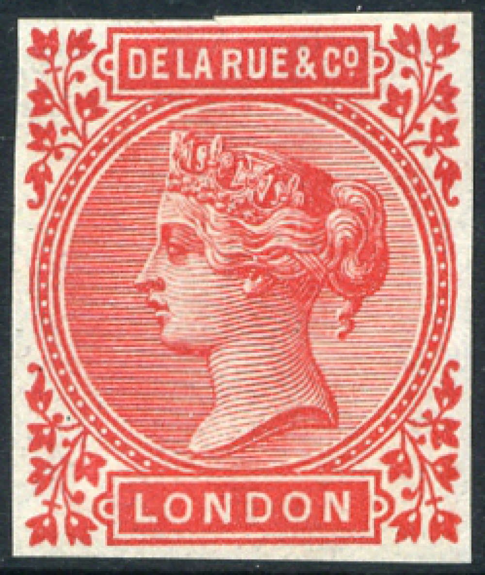 1885 circa De La Rue vermilion "Dummy" stamp (55210)