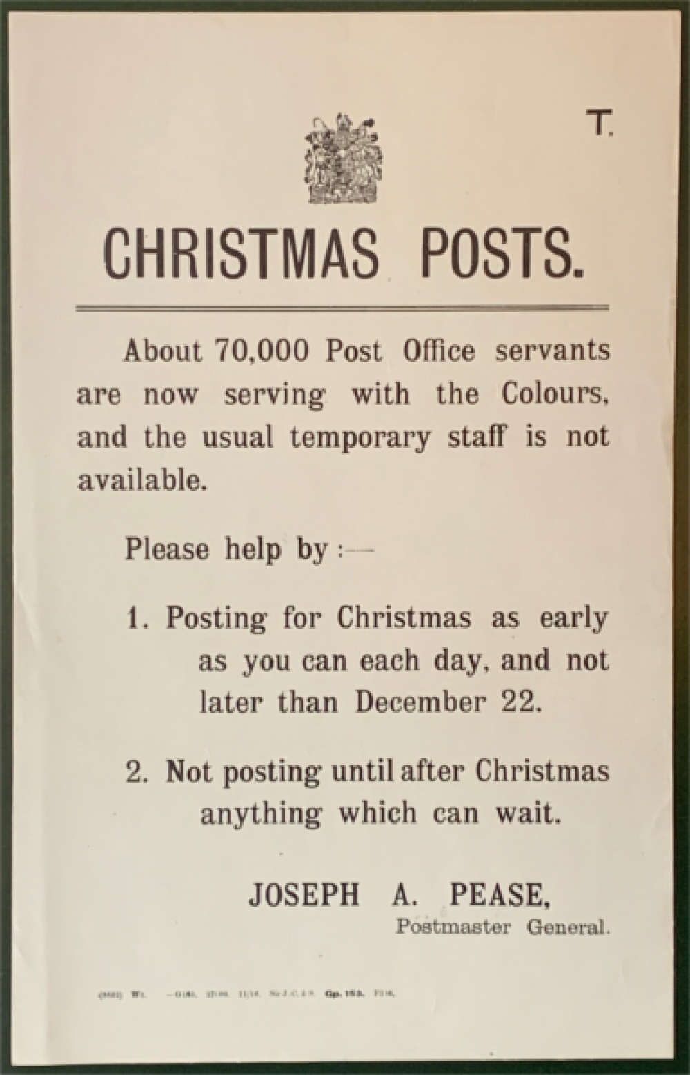 1916 Post Office Notice (57124)