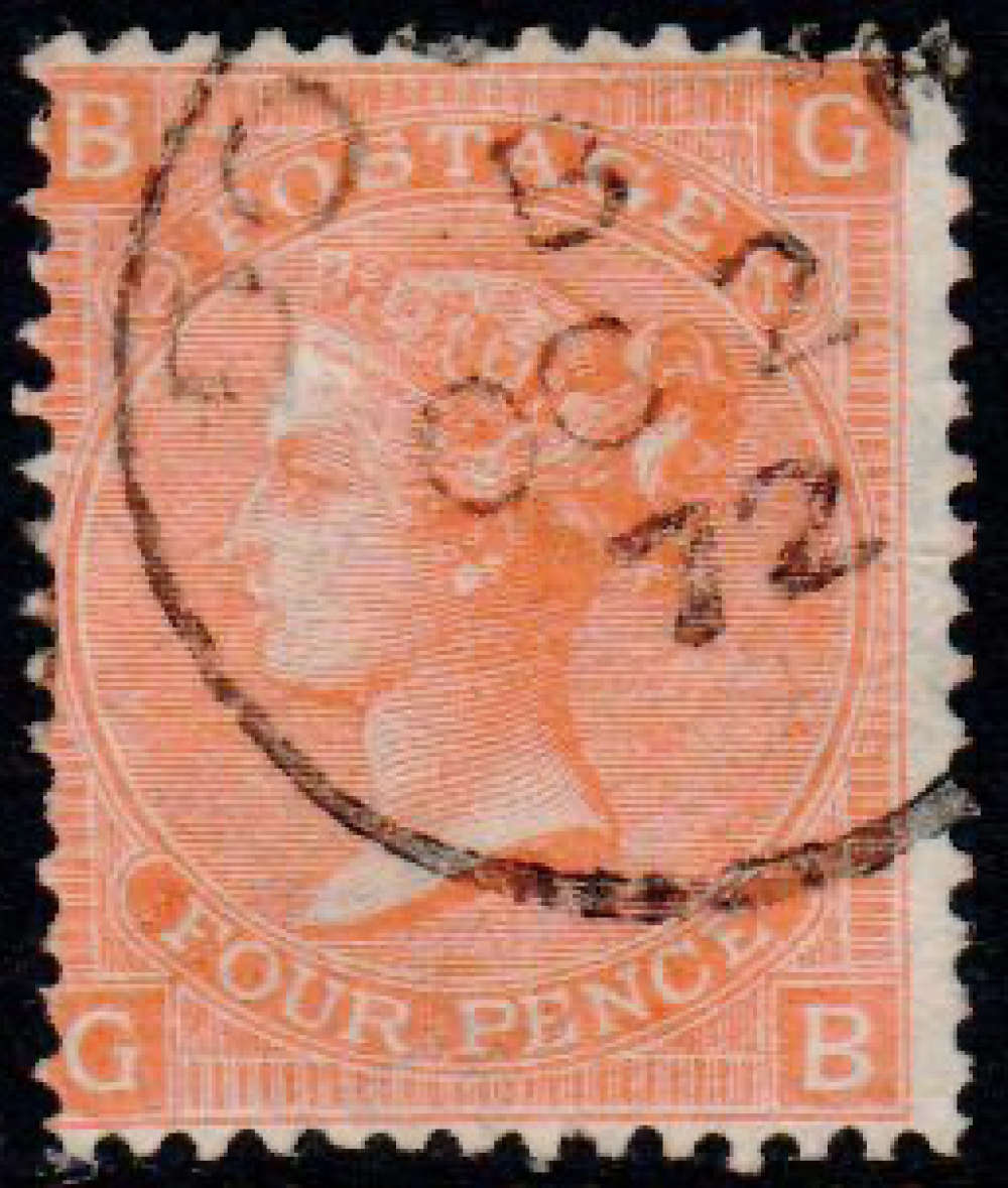 1870 4d Vermilion plate 12 garter watermark lettered GB (57361)