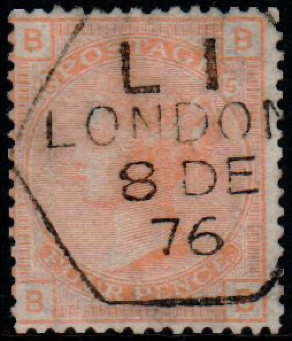 1876 4d Vermilion plate 15 garter watermark lettered BB (59926)