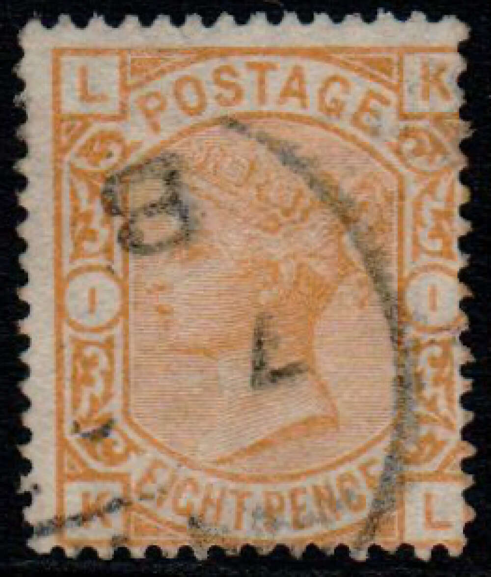 1876 8d Orange plate 1 garter watermark lettered KL (61442)