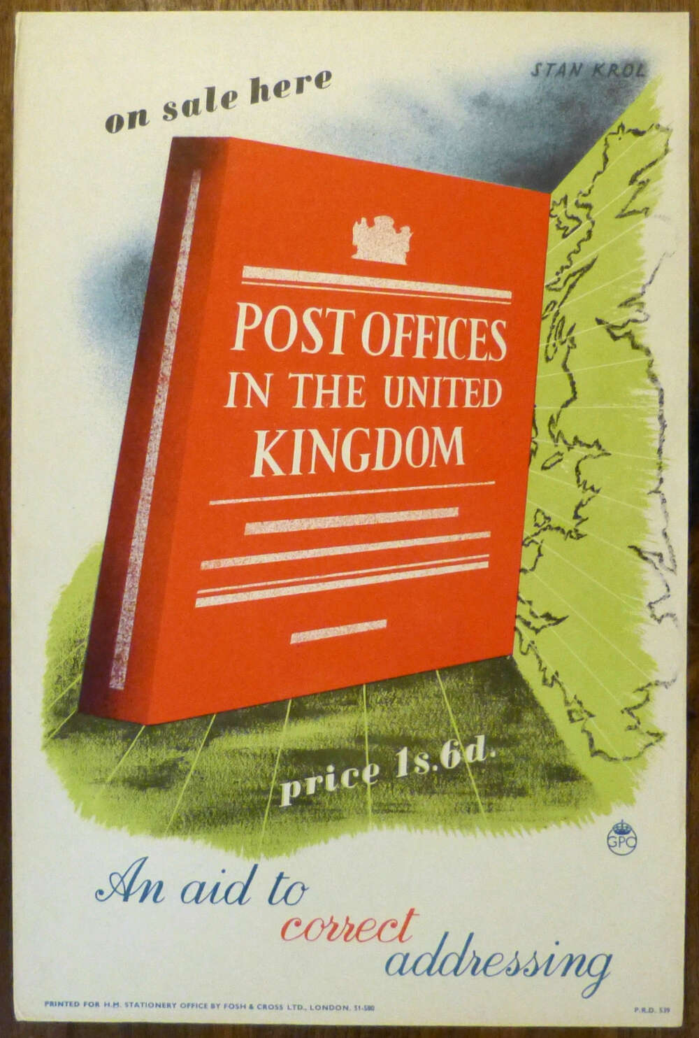 1940's GPO public information poster "AN AID TO CORRECT ADDRESSING" (63748)