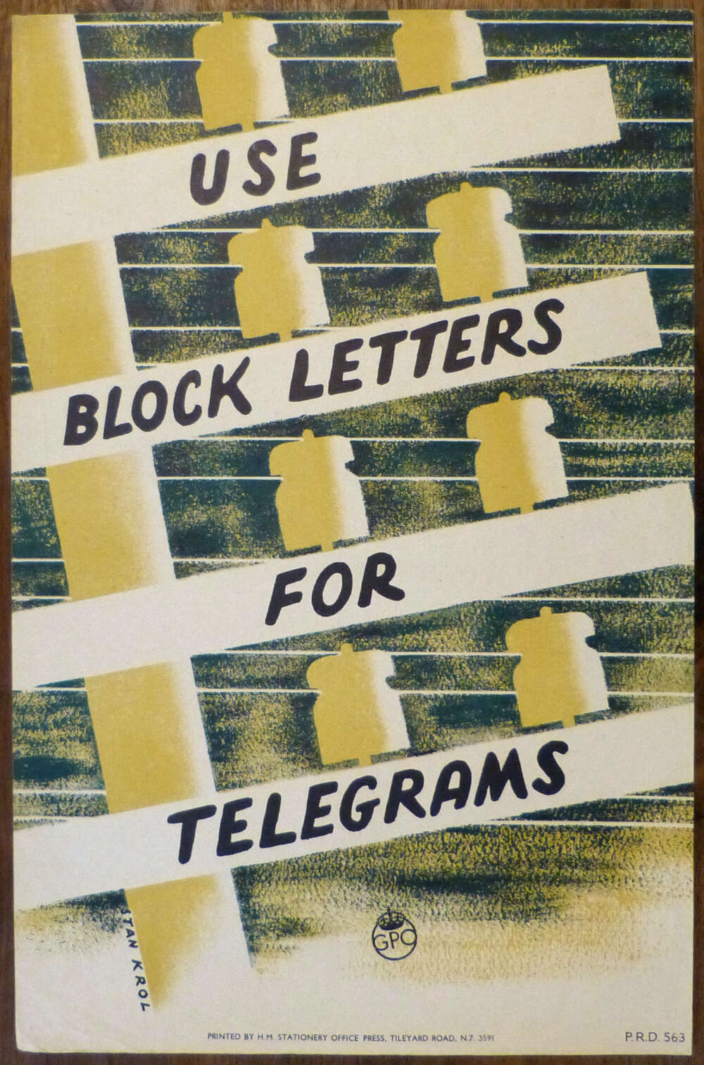 1950's GPO public information poster "USE BLOCK LETTERS FOR TELEGRAMS ...