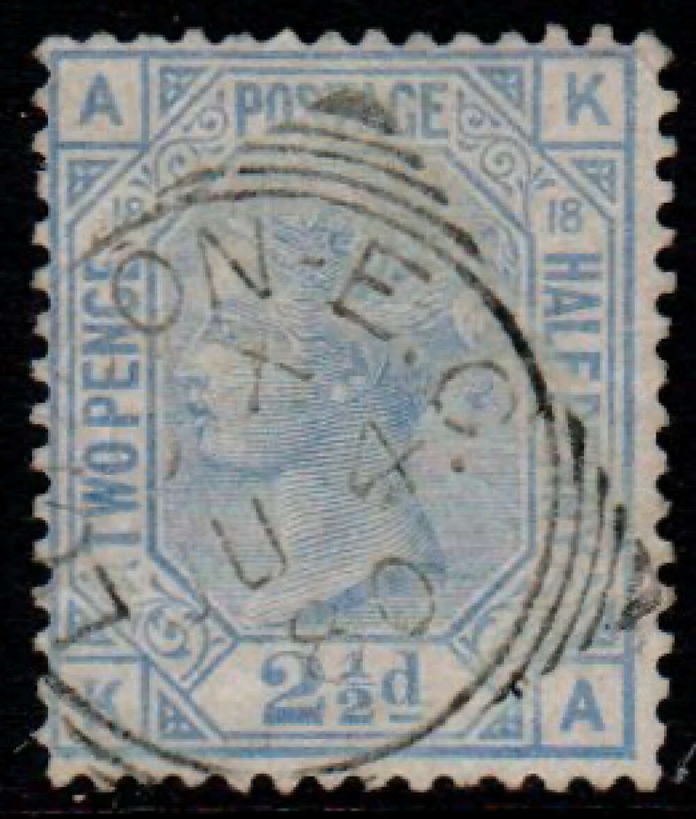 1880 2½d Blue plate 18 orb watermark lettered KA (63822)