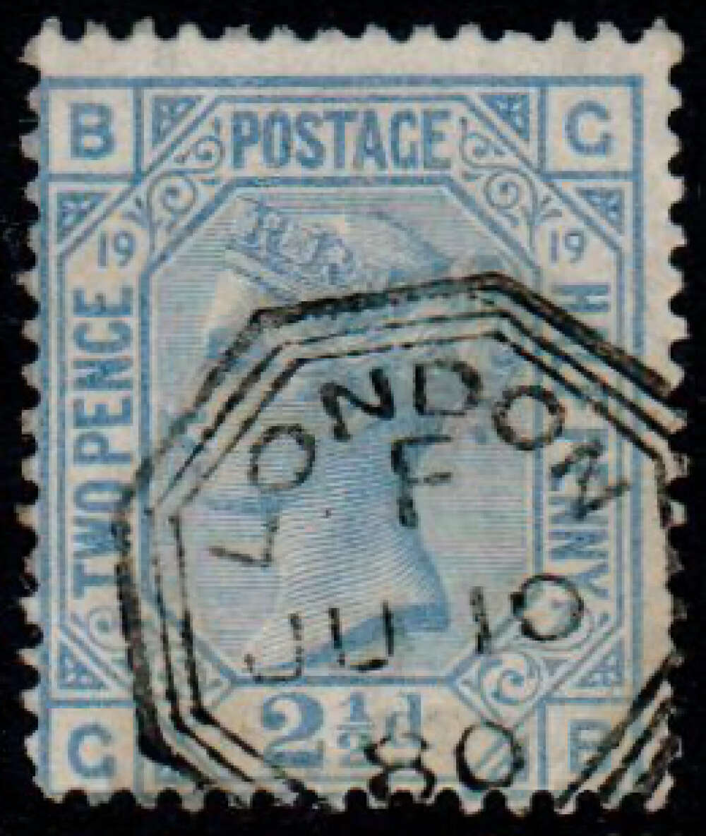 1880 2½d Blue plate 19 orb watermark lettered GB (63948)