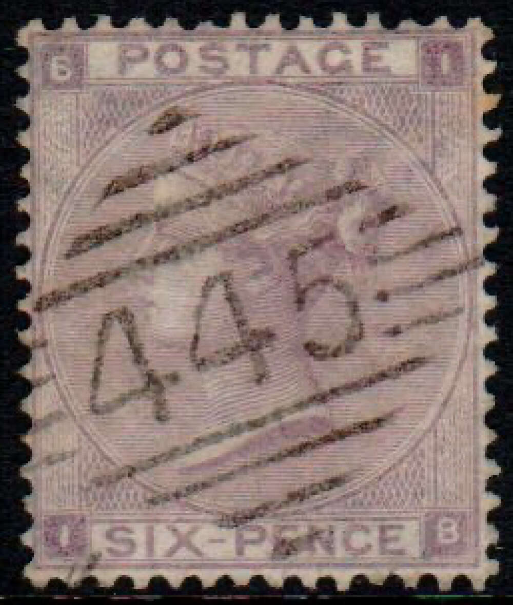 1862 6d Lilac plate 3 emblems watermark lettered IB (64320)