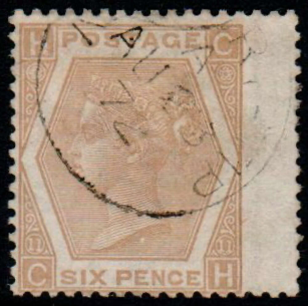 1872 6d Pale buff plate 11 spray watermark lettered CH (65483)