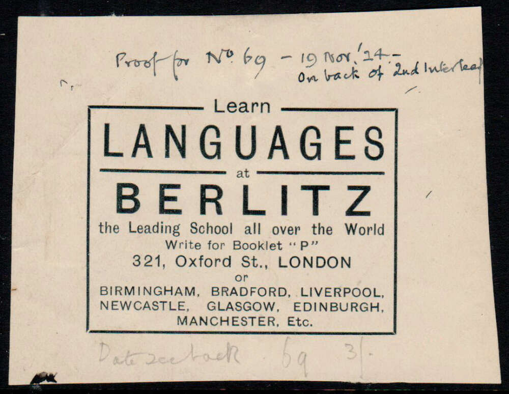 1924 Block Cypher booklet proof for interleaving (65740)