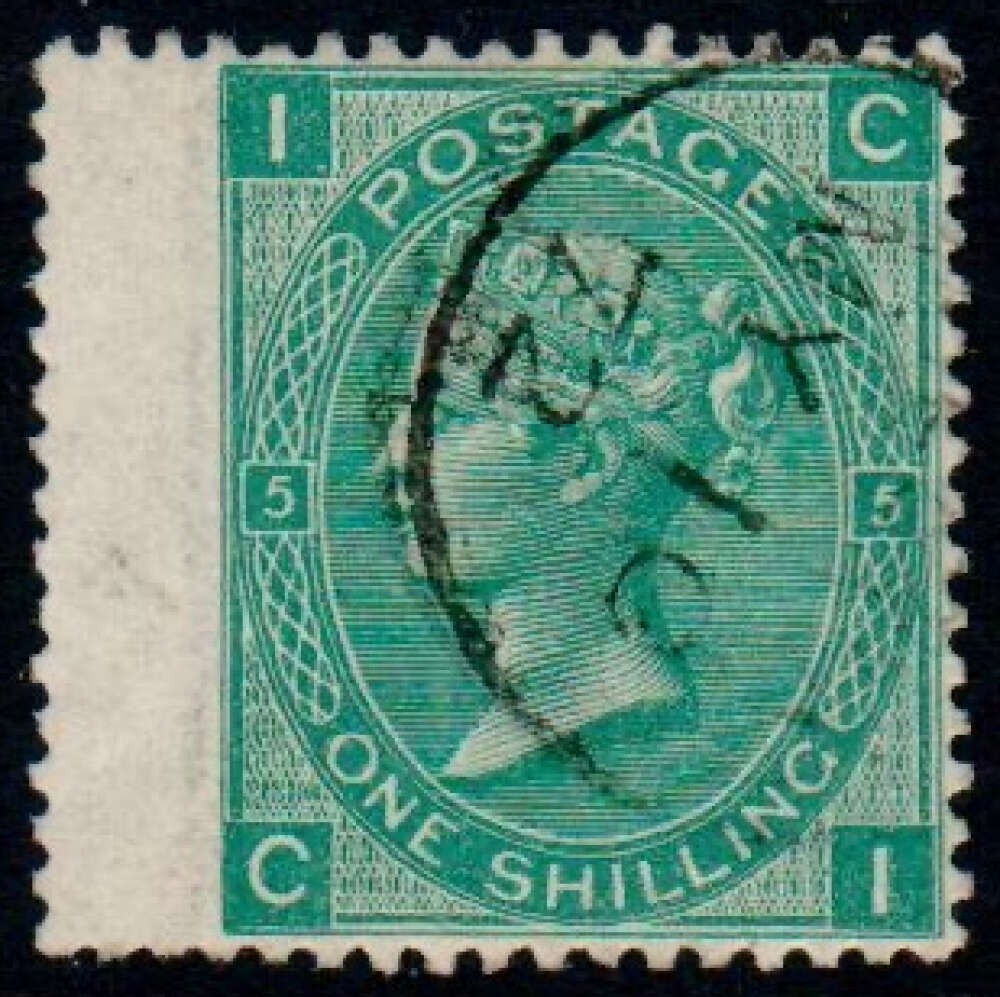 1871 1s Green plate 5 spray watermark lettered CI (66381)