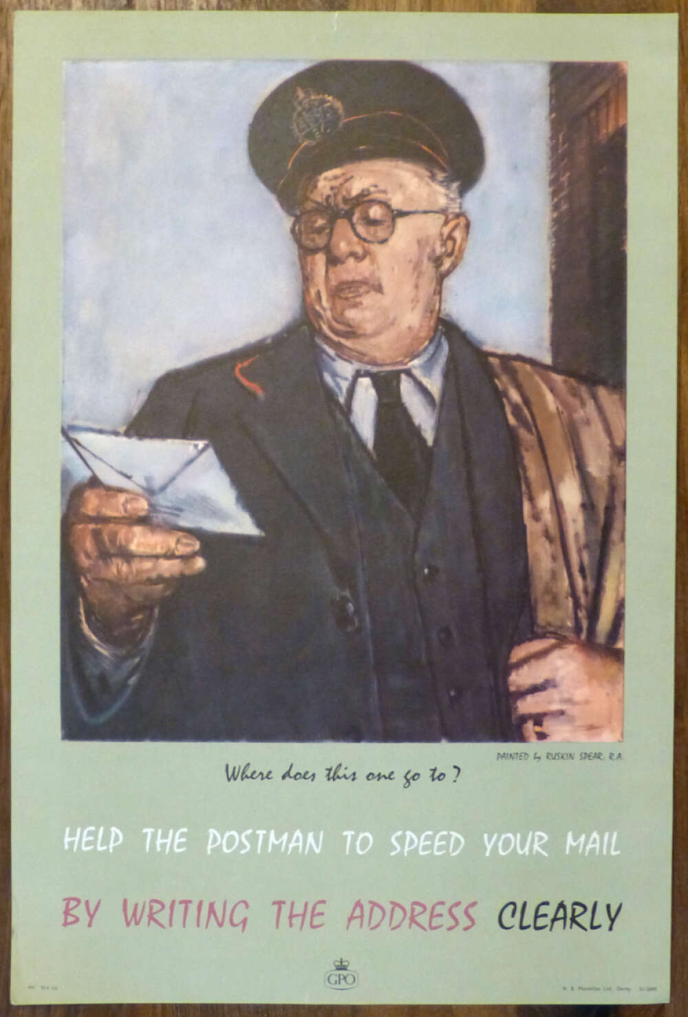 1950's GPO public information poster "HELP THE POSTMAN TO SPEED YOUR ...